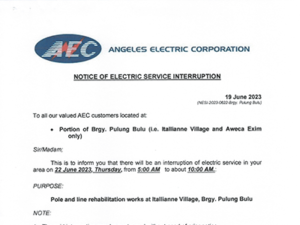 Advisories – Angeles Electric